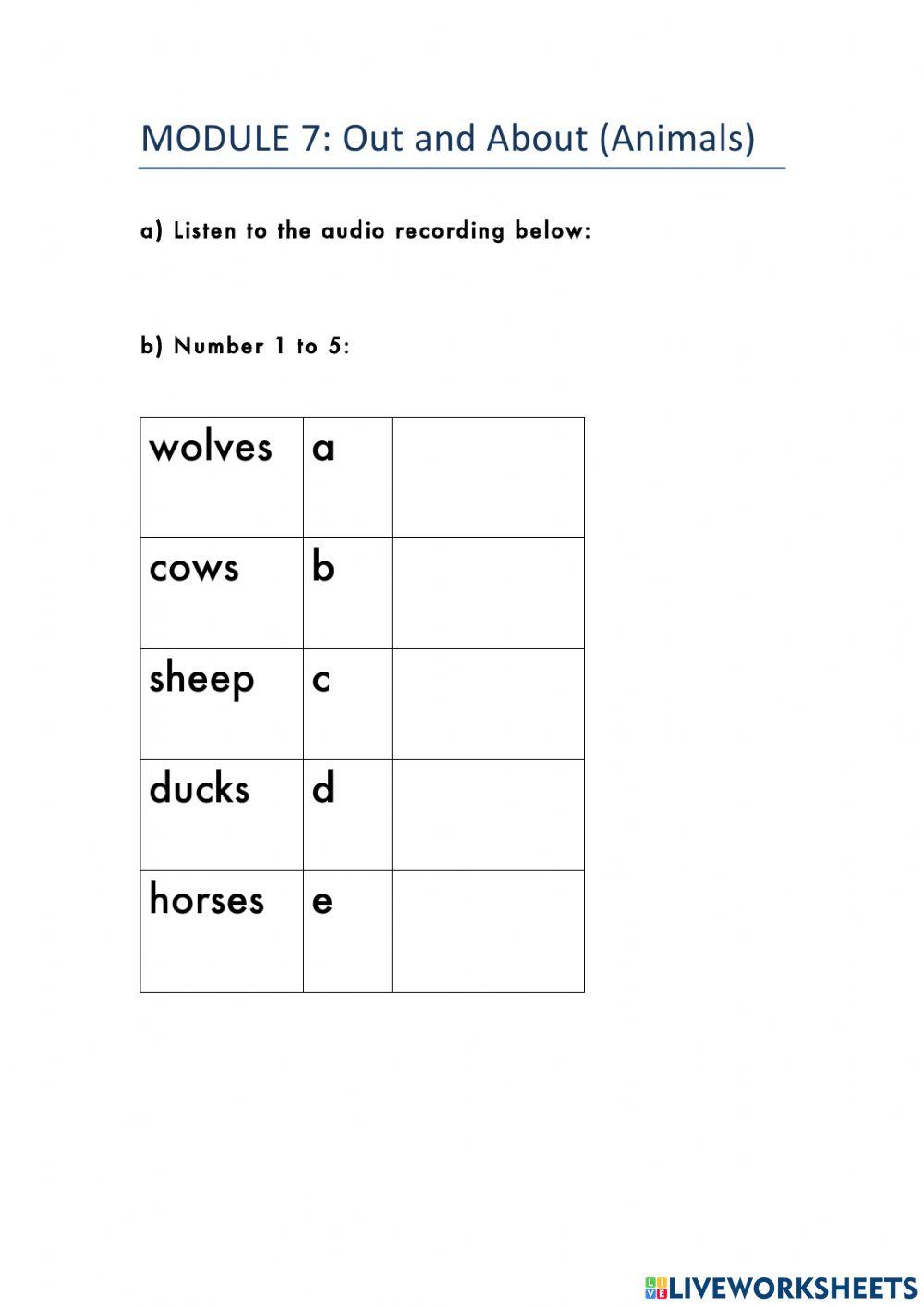 Module 7: Out and About worksheet | Live Worksheets