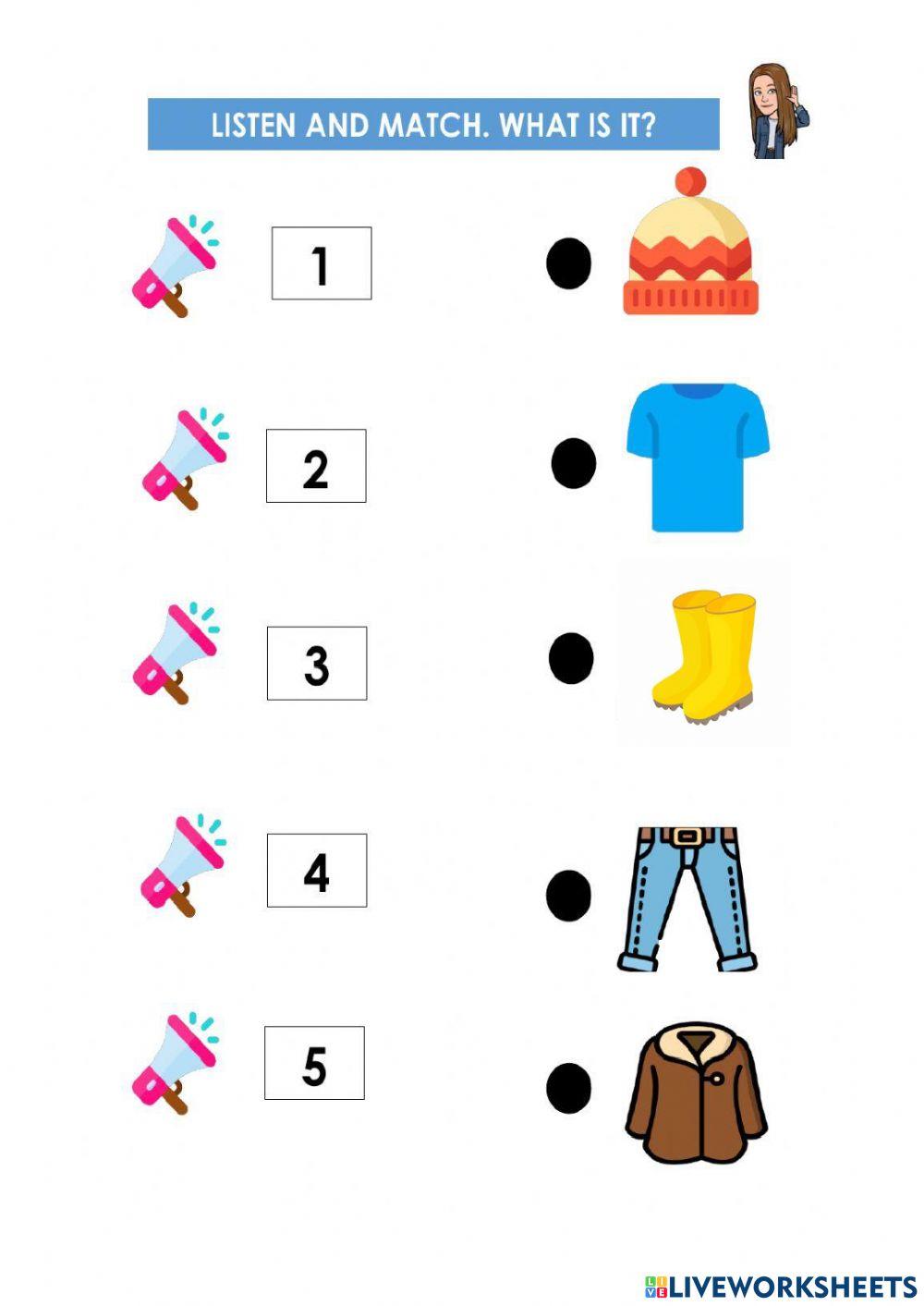 Clothes online exercise for Grade1 | Live Worksheets