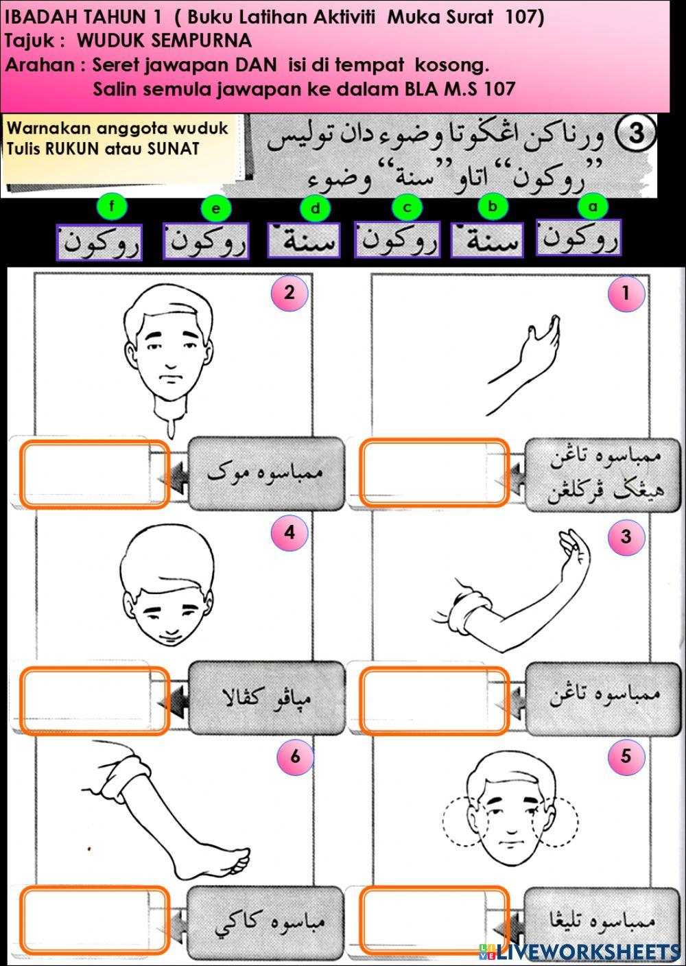 Wuduk sempurna online worksheet | Live Worksheets