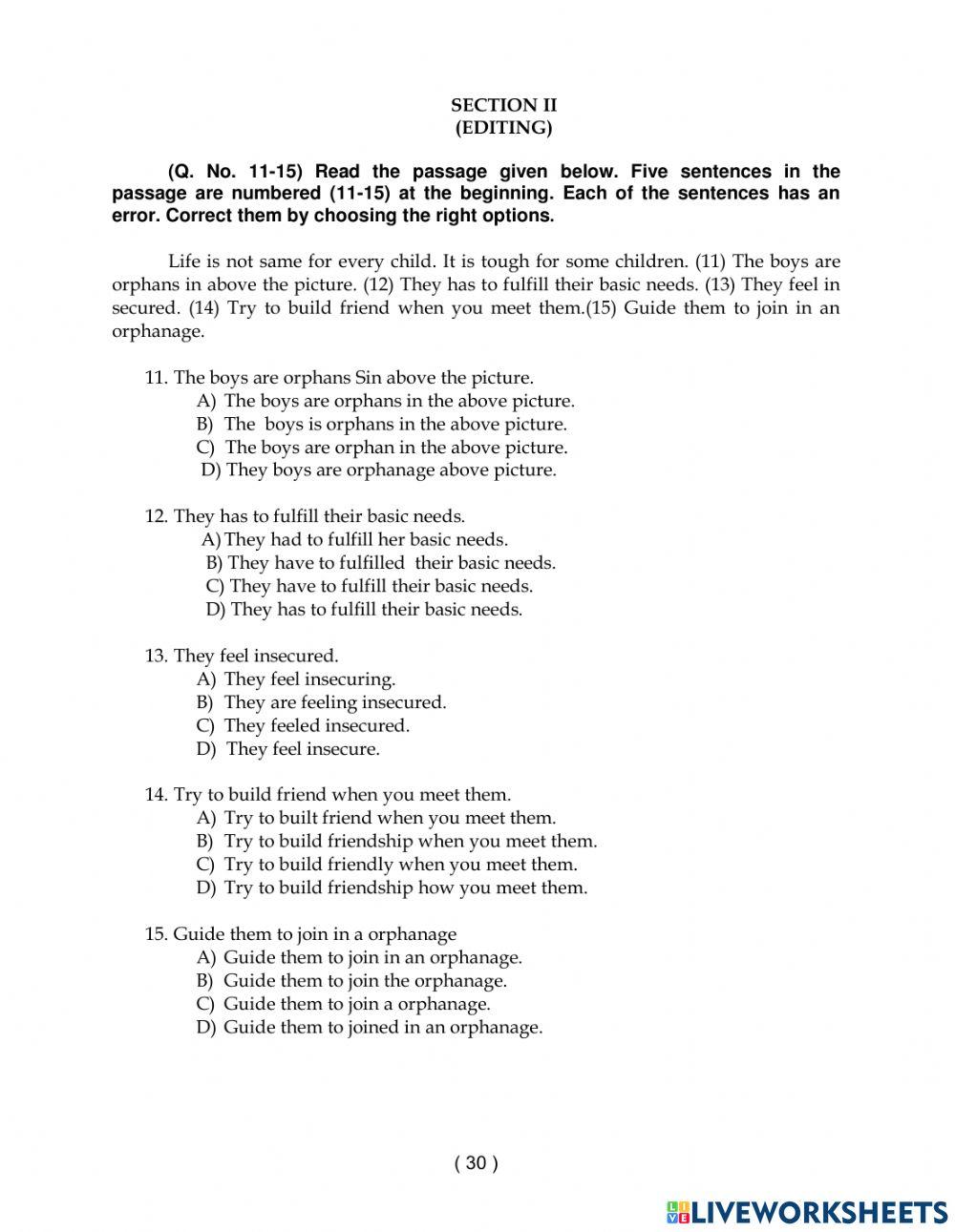 Class VIII unit II facesheet 2 worksheet | Live Worksheets