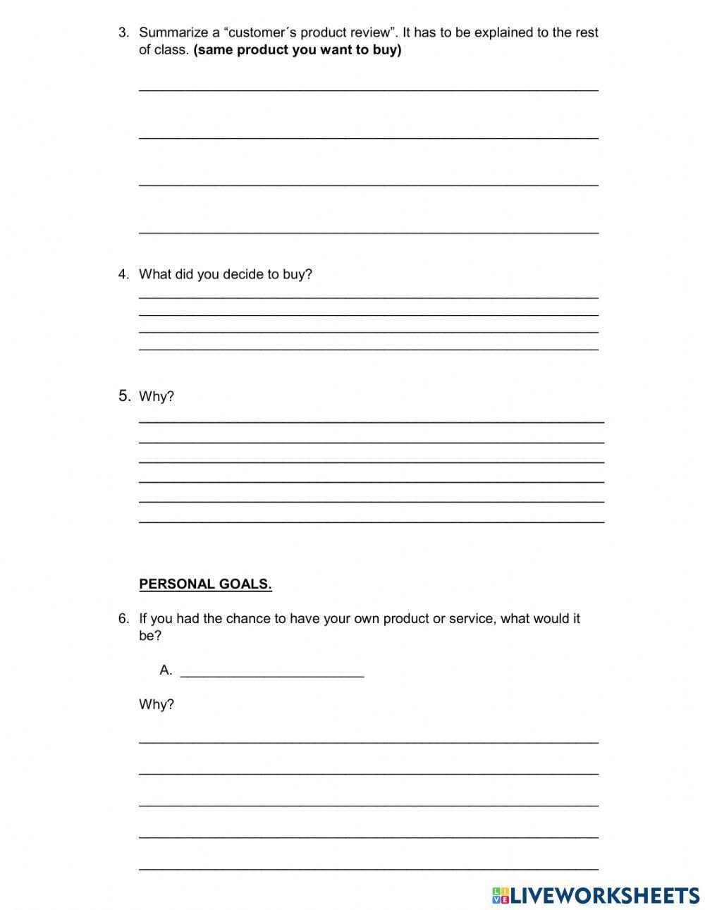 SALES AND MARKET RESEARCH worksheet | Live Worksheets