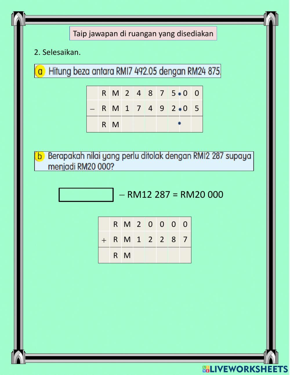 Matematik Tahun 4 worksheet for TAHUN 4 | Live Worksheets
