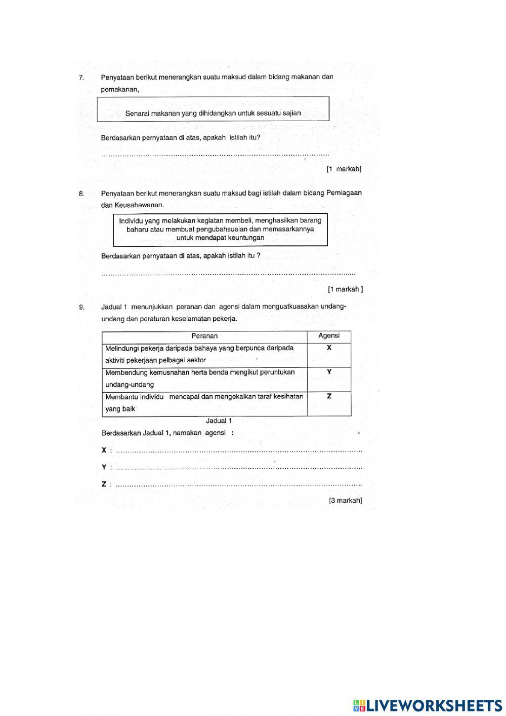 LATIHAN SRT KONSTRUK(P01) TERMINOLOGI online exercise for | Live Worksheets