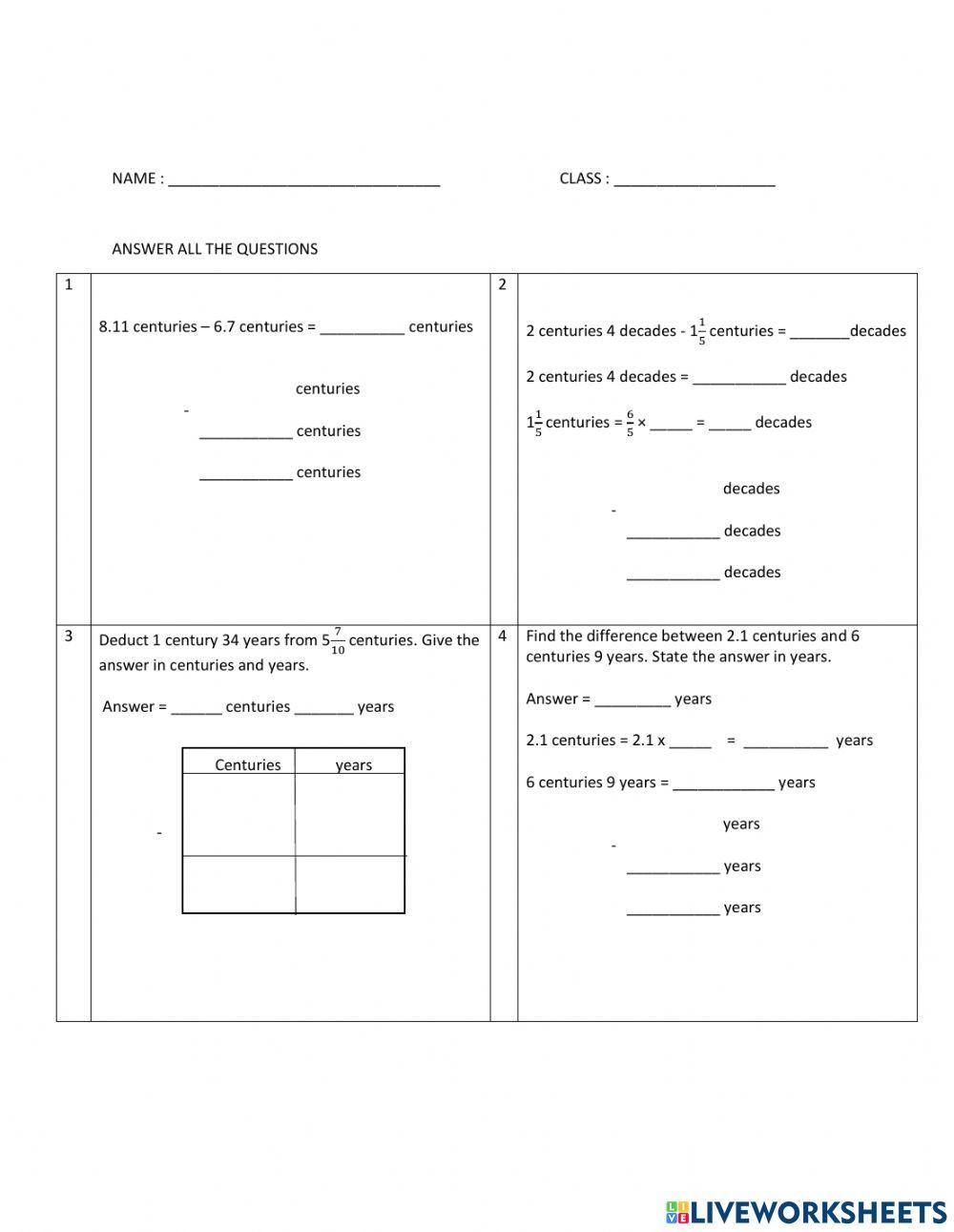 Time online exercise for year 5 | Live Worksheets