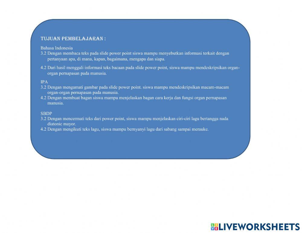 LKPD KELAS 5 tema2 sub tema 1 pb 2 worksheet | Live Worksheets