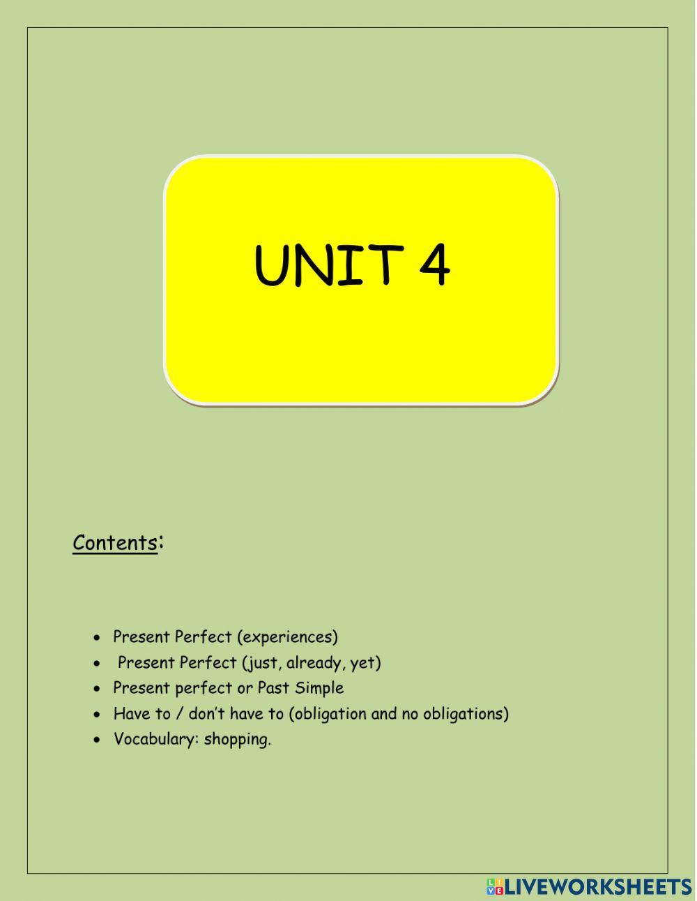 Portada - Unit 4 activity | Live Worksheets