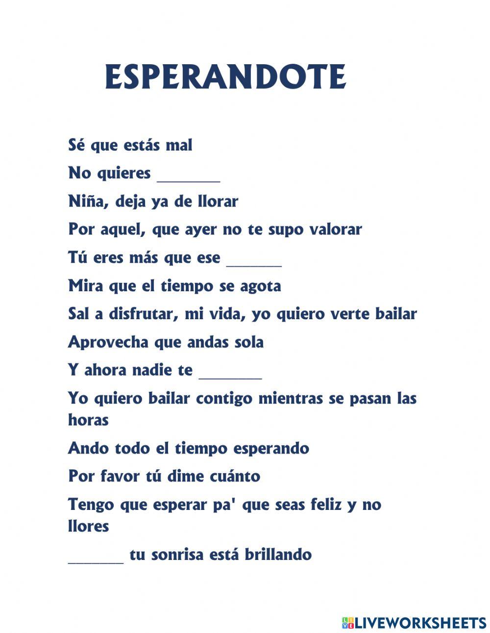 Esperandote-MTZManuelTurizo worksheet | Live Worksheets