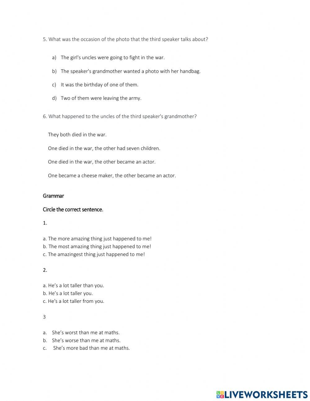 MID-TERM EXAM BASIC 1 worksheet | Live Worksheets