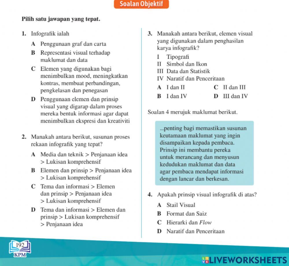 Bab 7 seni reka grafik(infografik) worksheet | Live Worksheets