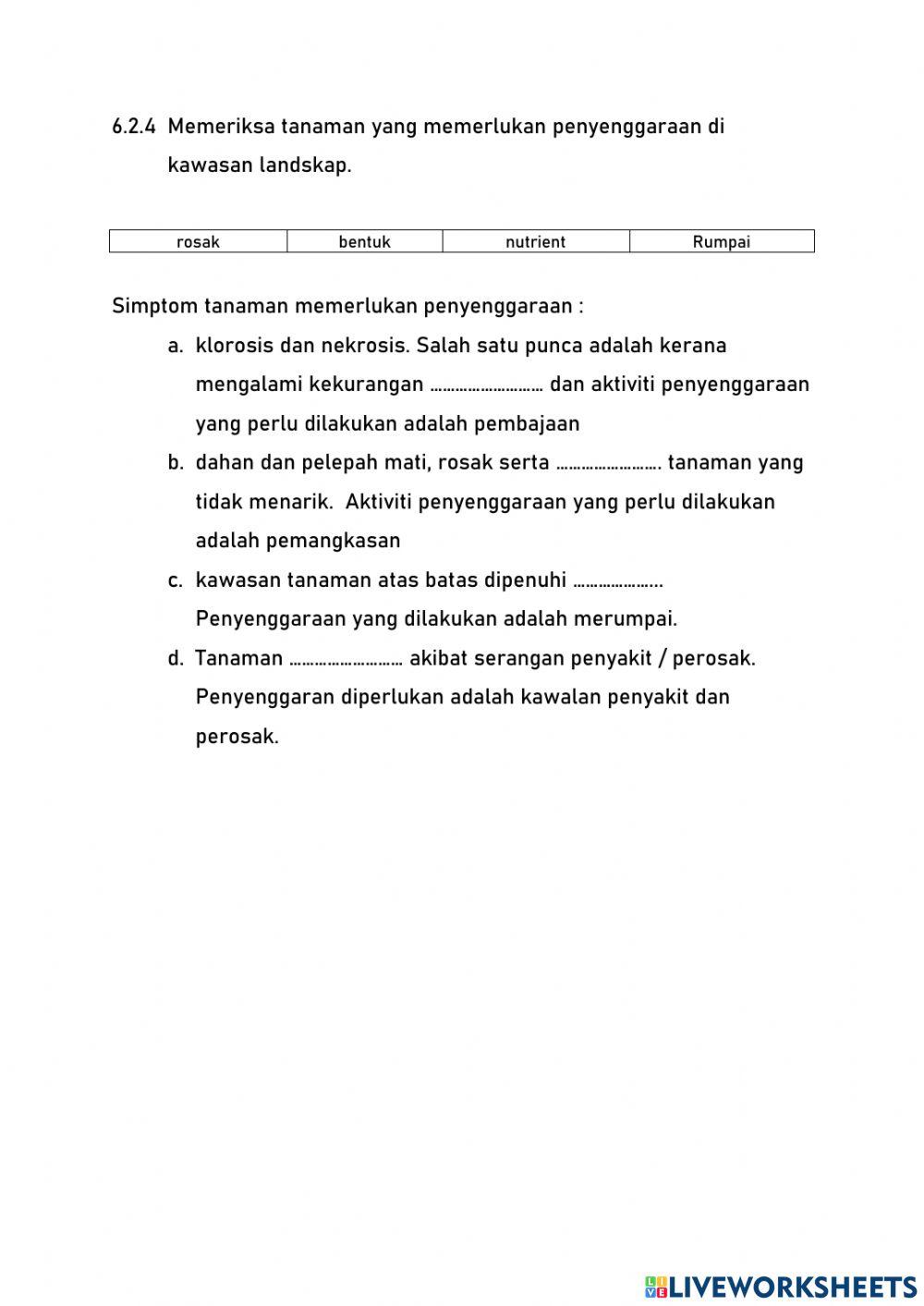 Tugasan Landskap interactive worksheet for T5 | Live Worksheets
