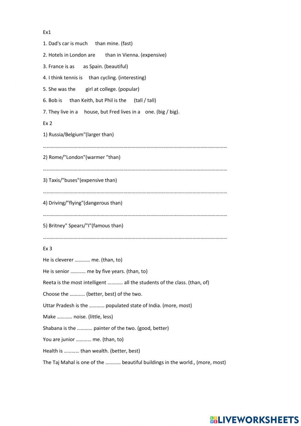 Degrees of comp… | Free Interactive Worksheets | 1140084