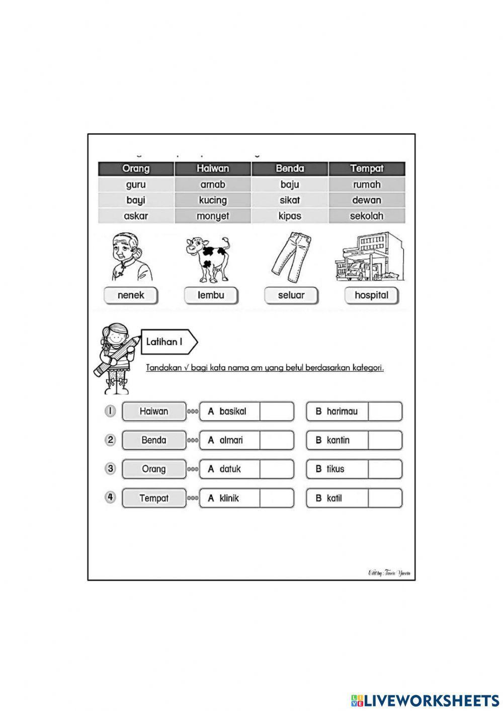 Kata Nama Am | Free Interactive Worksheets | 1140501