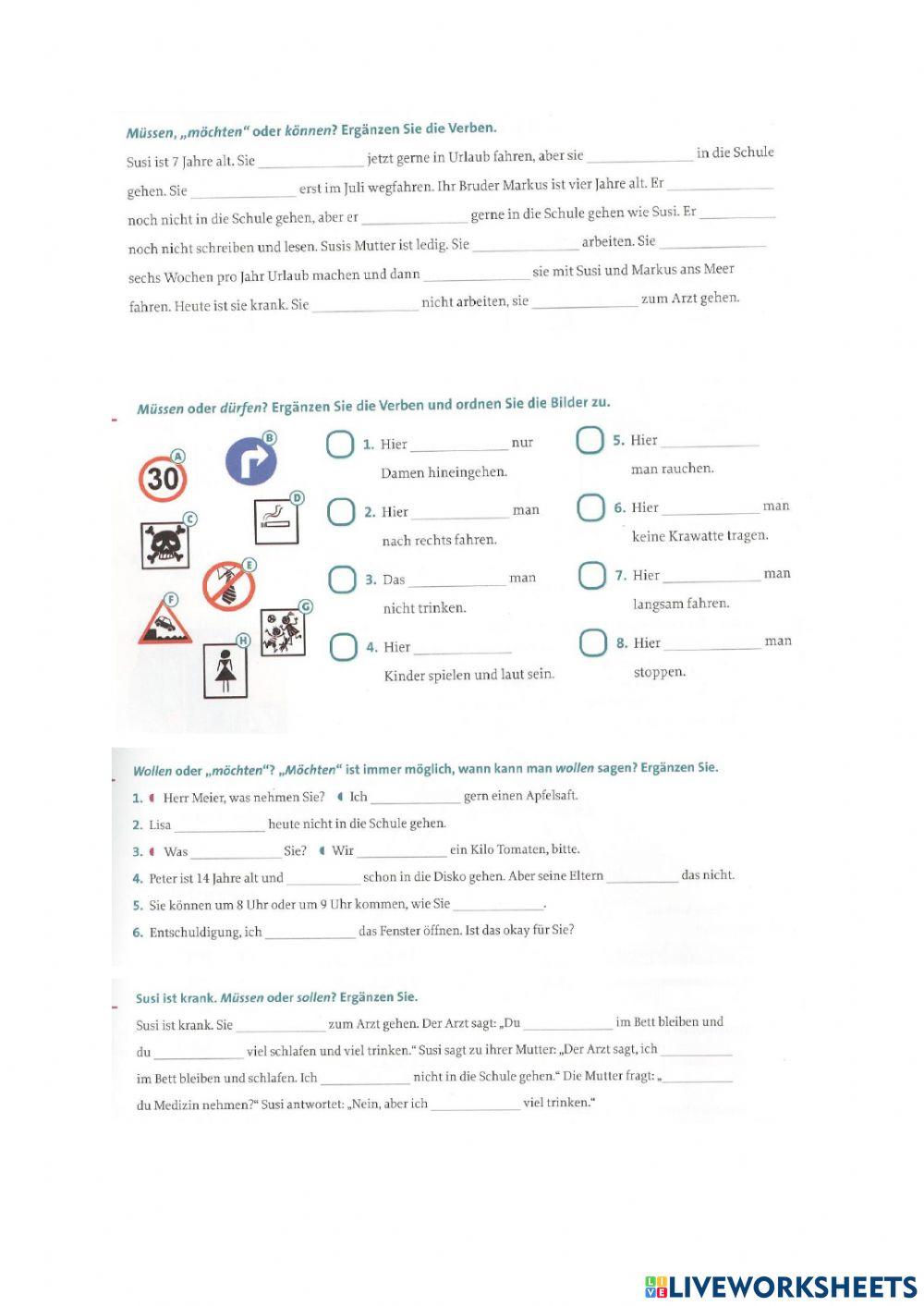 Modalverben | Free Interactive Worksheets | 1140533