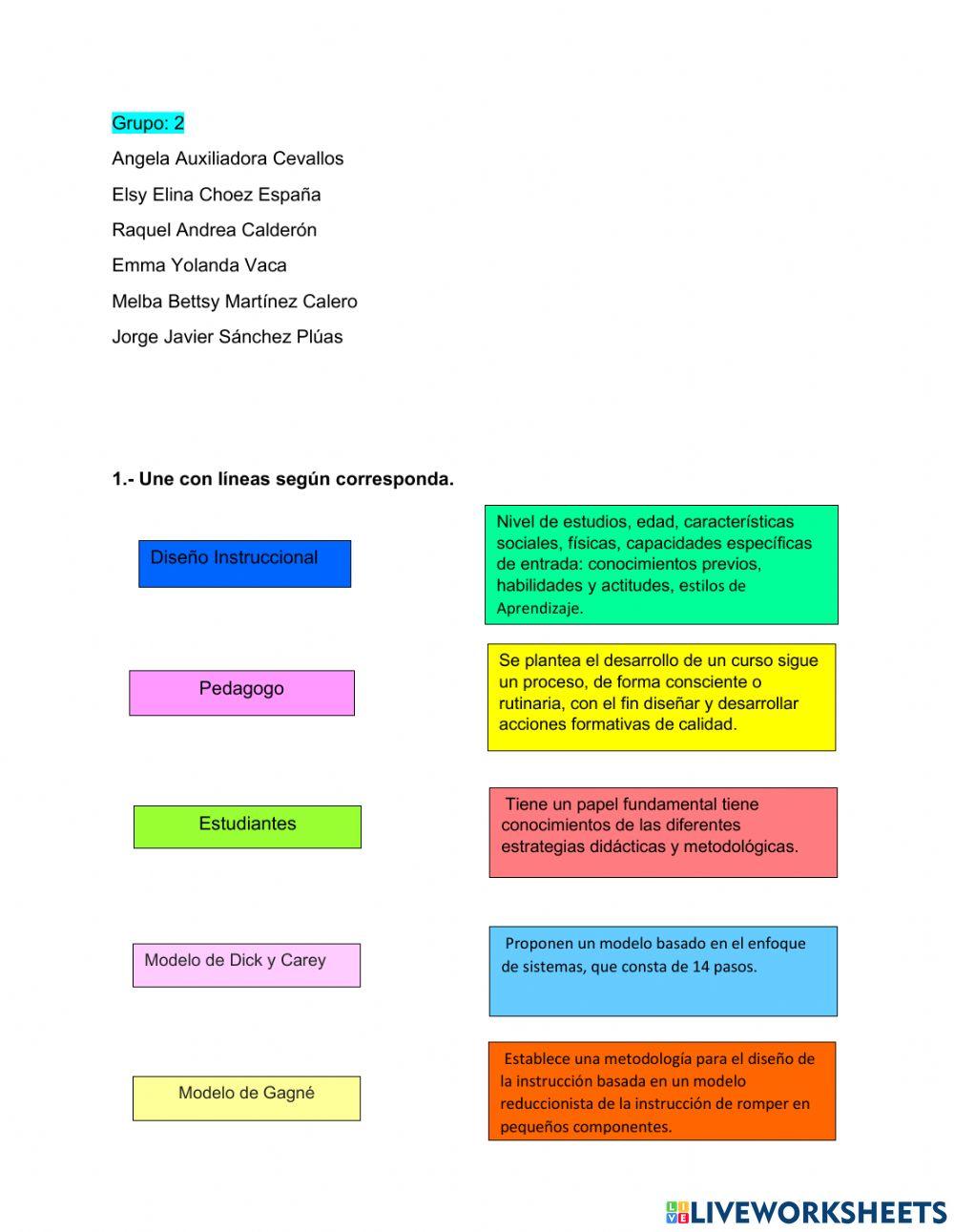 Diseño instruccional interactive exercise | Live Worksheets