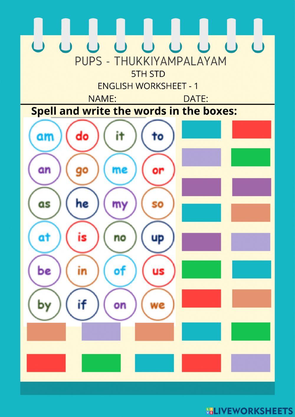 Two letter words 1141062 | Meenumathu | Live Worksheets