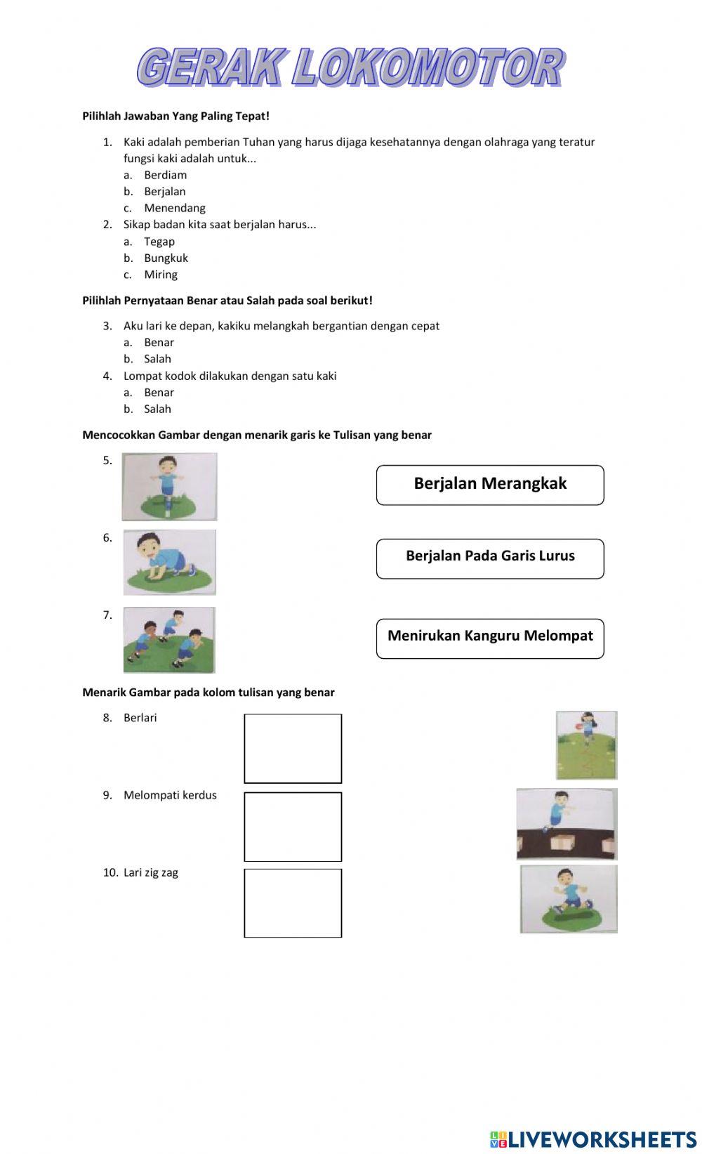 Gerak Dasar Lokomotor worksheet | Live Worksheets