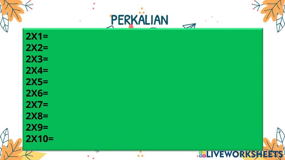 Perkalian perkalian 1 worksheet | Live Worksheets