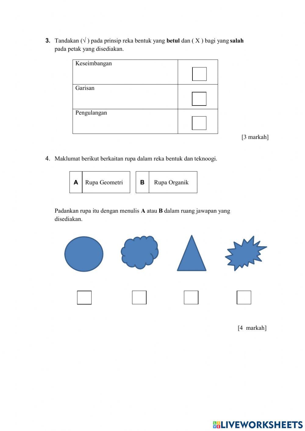 PEPERIKSAAN PERTENGAHAN TAHUN 2021 TING 1 (RBT BAHAGIAN B) worksheet ...