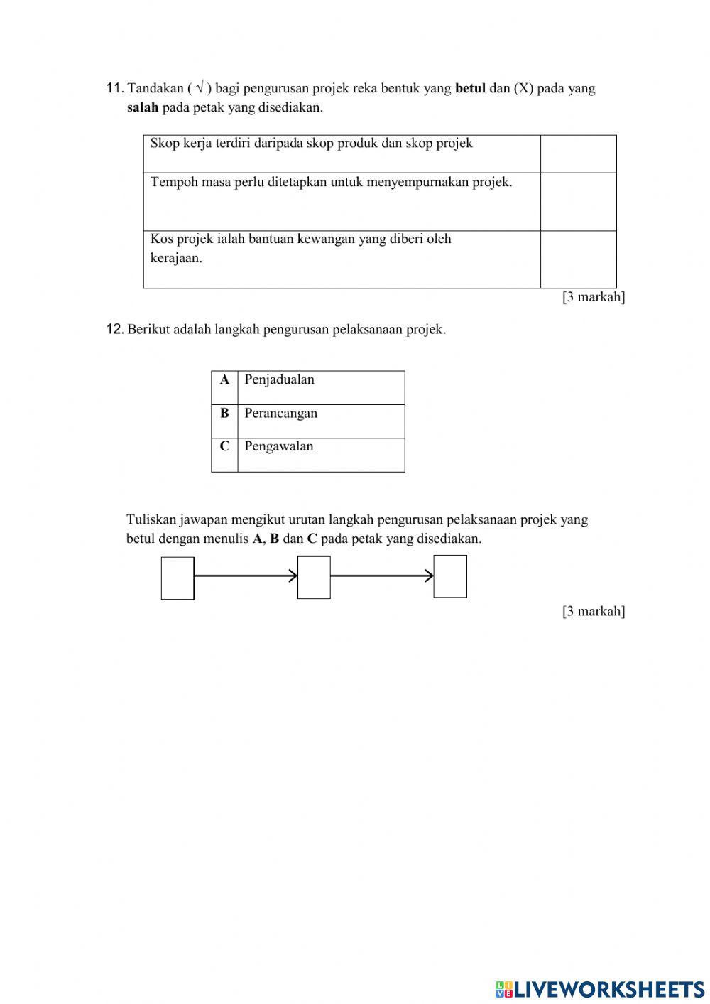 PEPERIKSAAN PERTENGAHAN TAHUN 2021 TING 1 (RBT BAHAGIAN B) worksheet ...