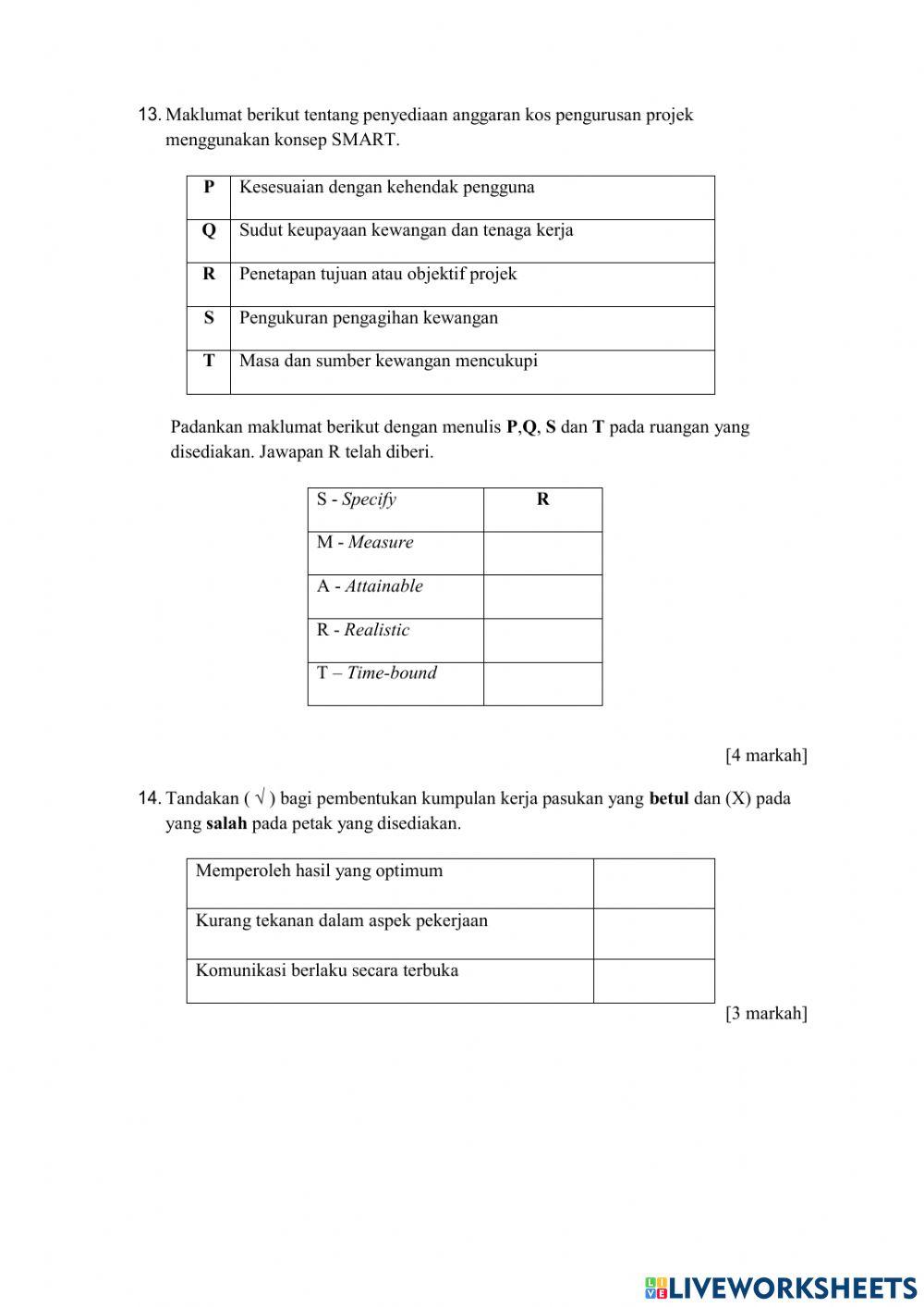 PEPERIKSAAN PERTENGAHAN TAHUN 2021 TING 1 (RBT BAHAGIAN B) worksheet ...