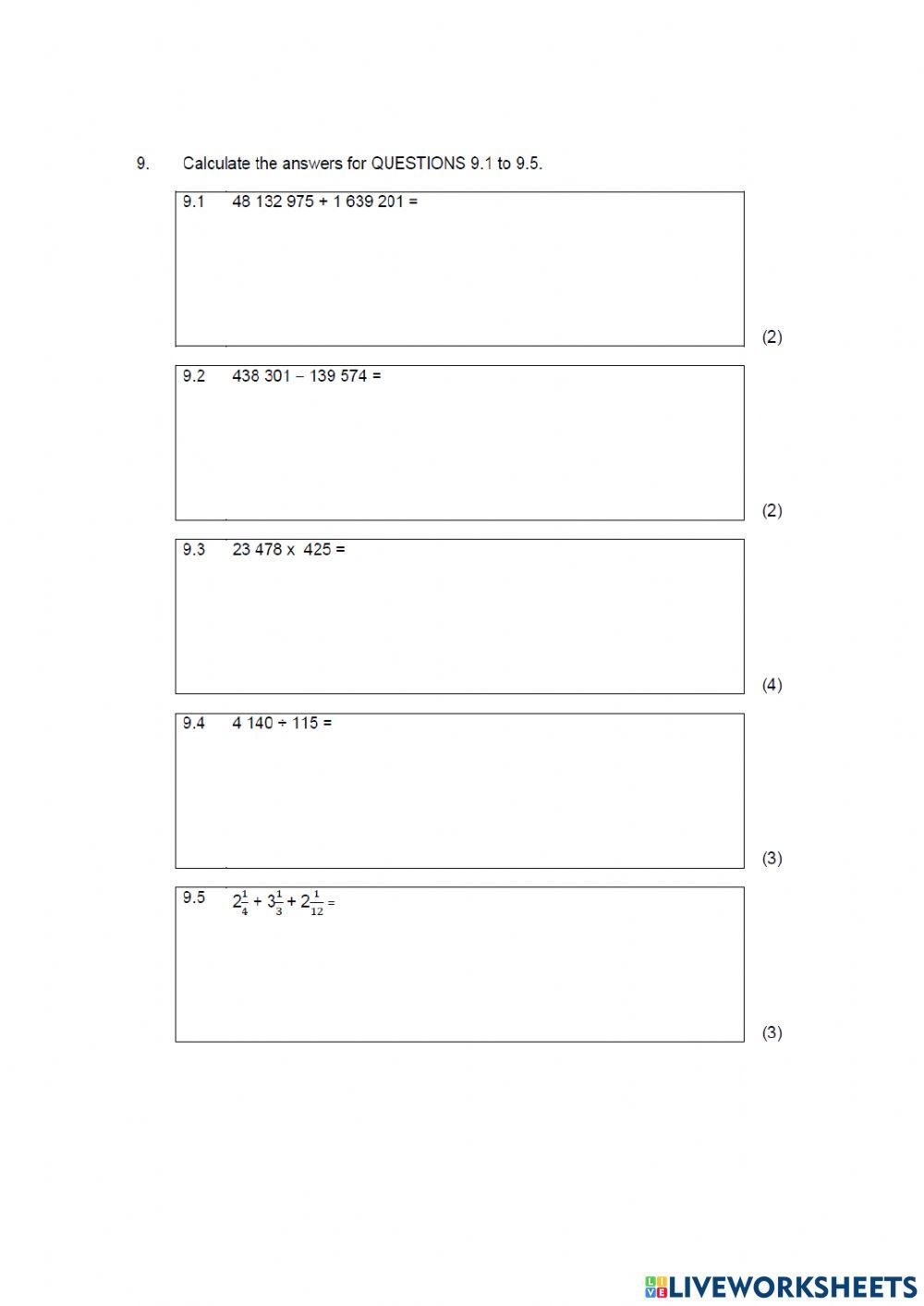 Grade 6 Math ex… | Free Interactive Worksheets | 1212721