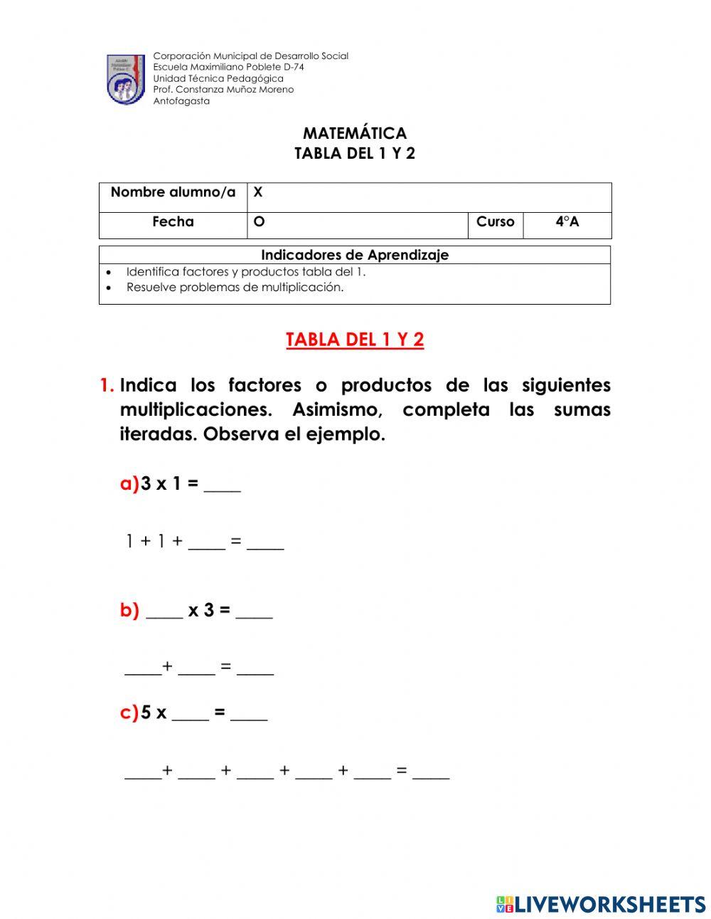 Matemática online exercise for 4º Básico | Live Worksheets