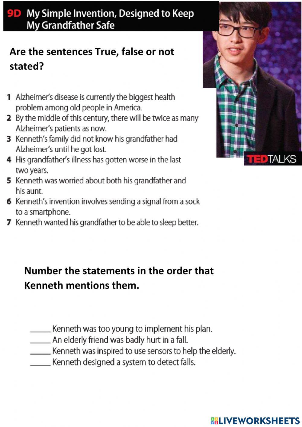 TED TALK KENNETH online exercise for | Live Worksheets