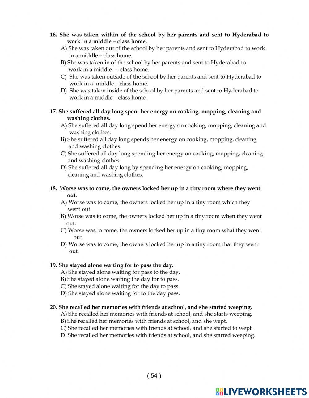 Class VIII unit II reading C vocabulary worksheet | Live Worksheets