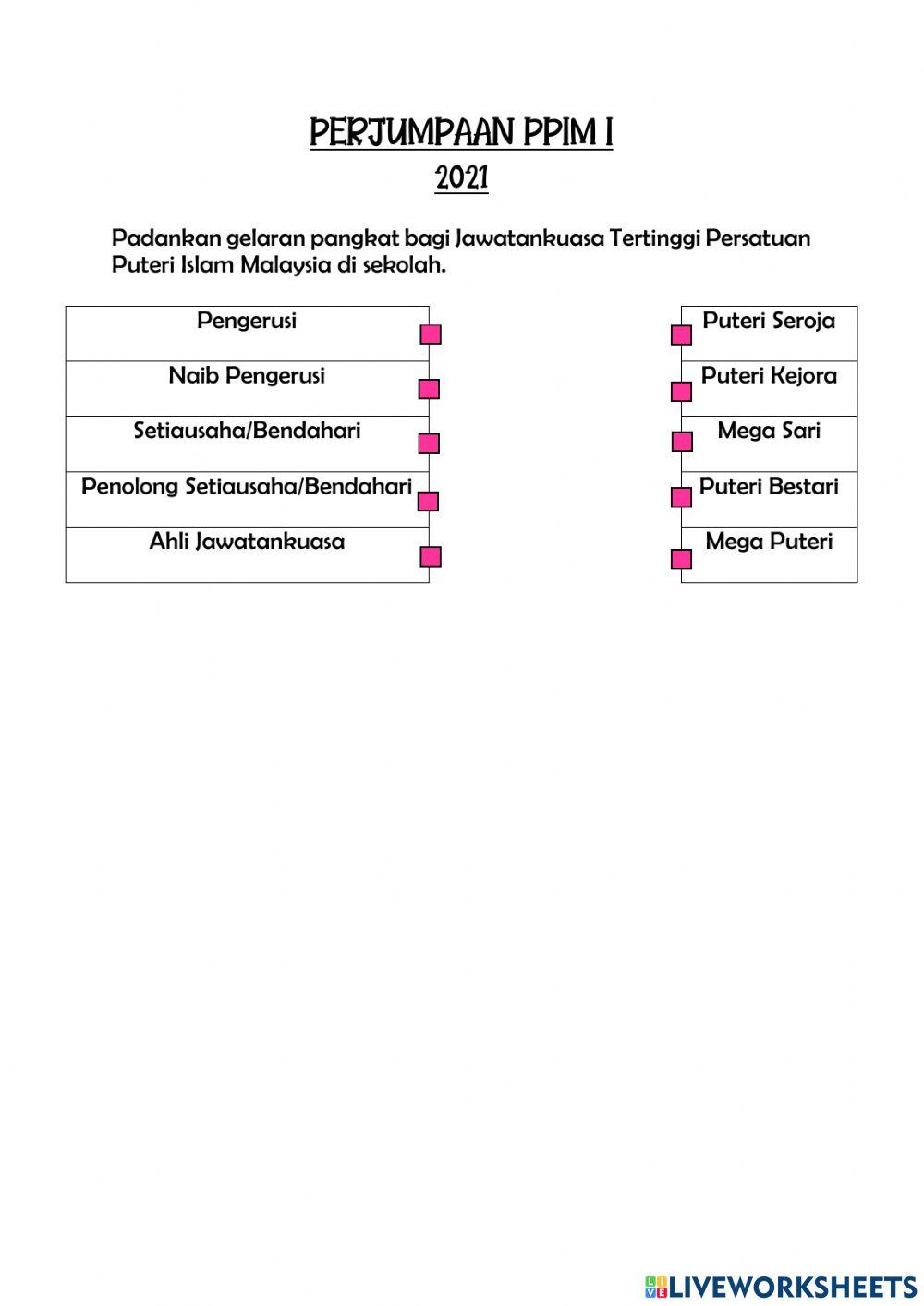 Perjumpaan 1 PPIM worksheet | Live Worksheets