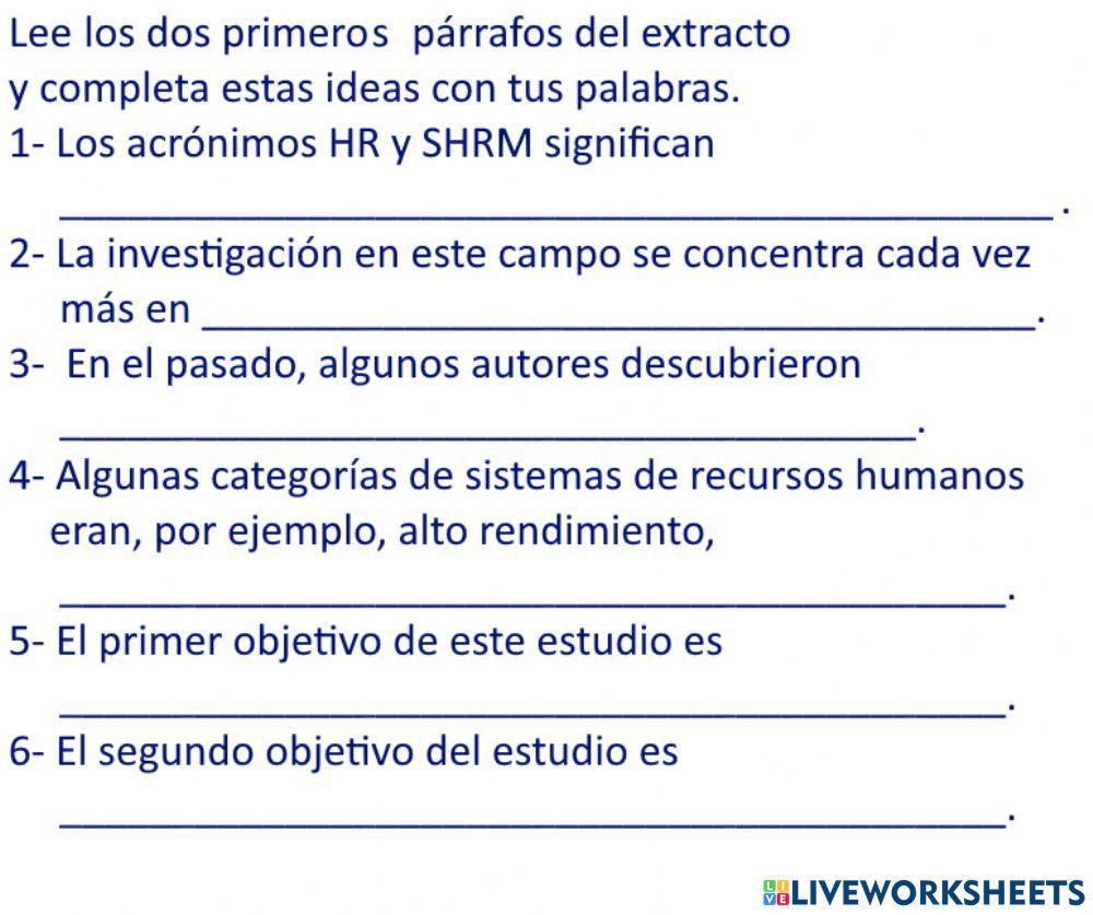 Human resources activity | Live Worksheets