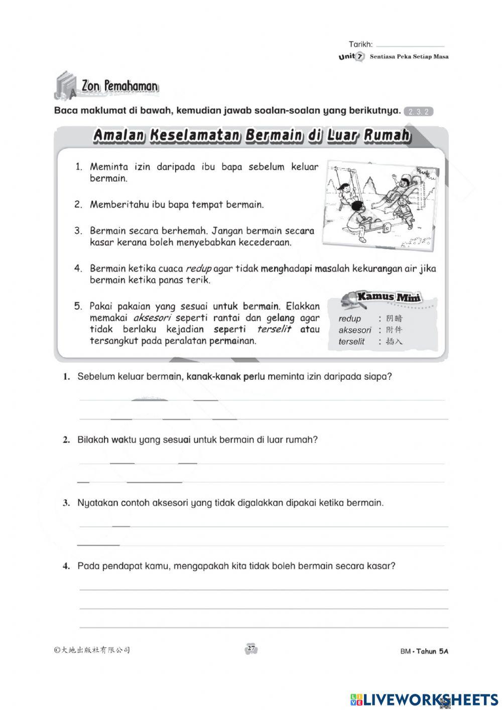 Kata Penguat Tahun 5 online exercise for | Live Worksheets