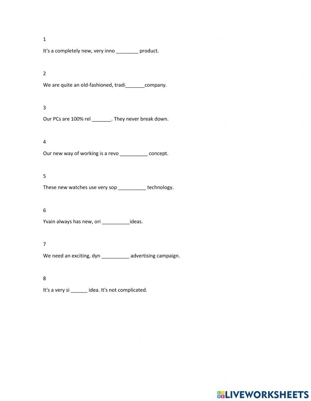 Vocab interactive exercise for intermediate | Live Worksheets