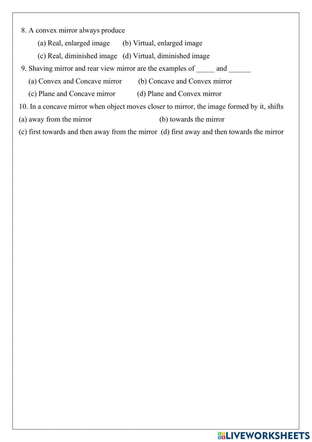 Mirror - types worksheet | Live Worksheets