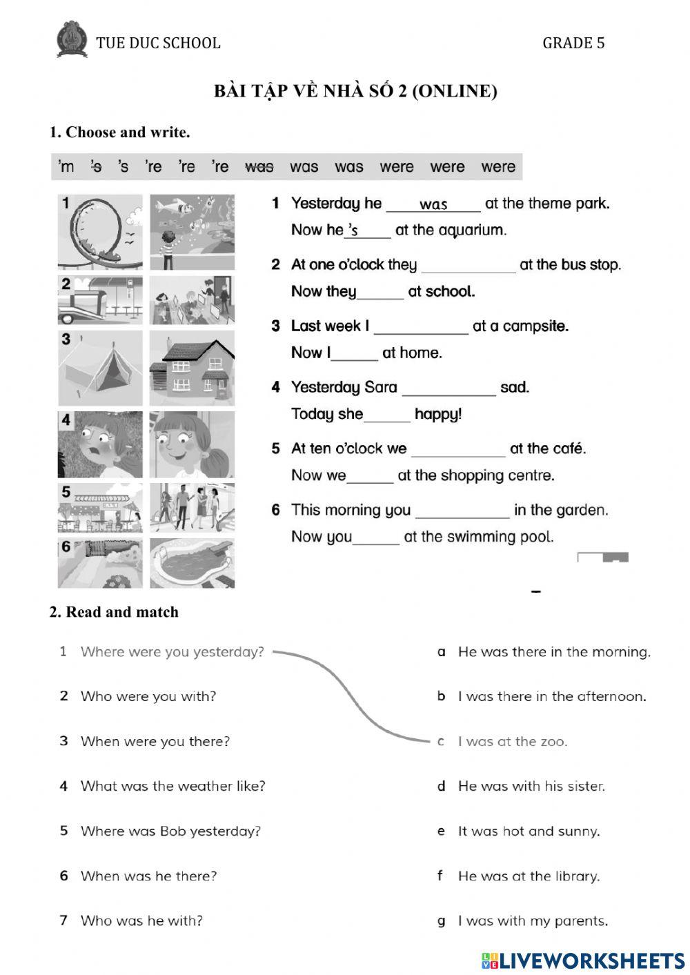 BÀI TẬP VỀ NHÀ 2 (ONLINE) worksheet | Live Worksheets