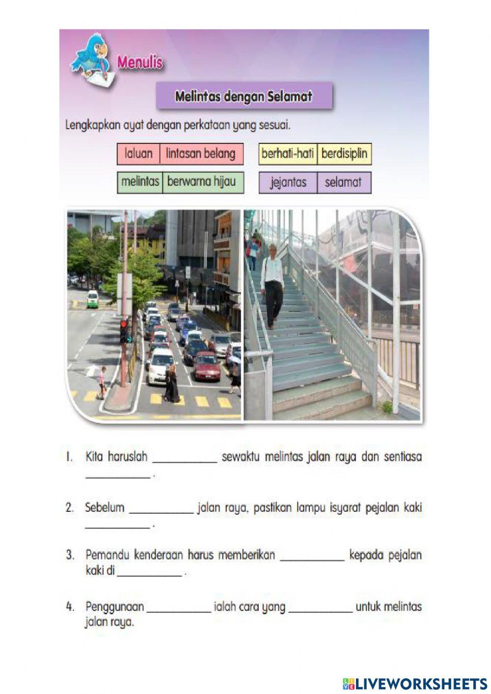 Keselamatan di jalan raya activity | Live Worksheets
