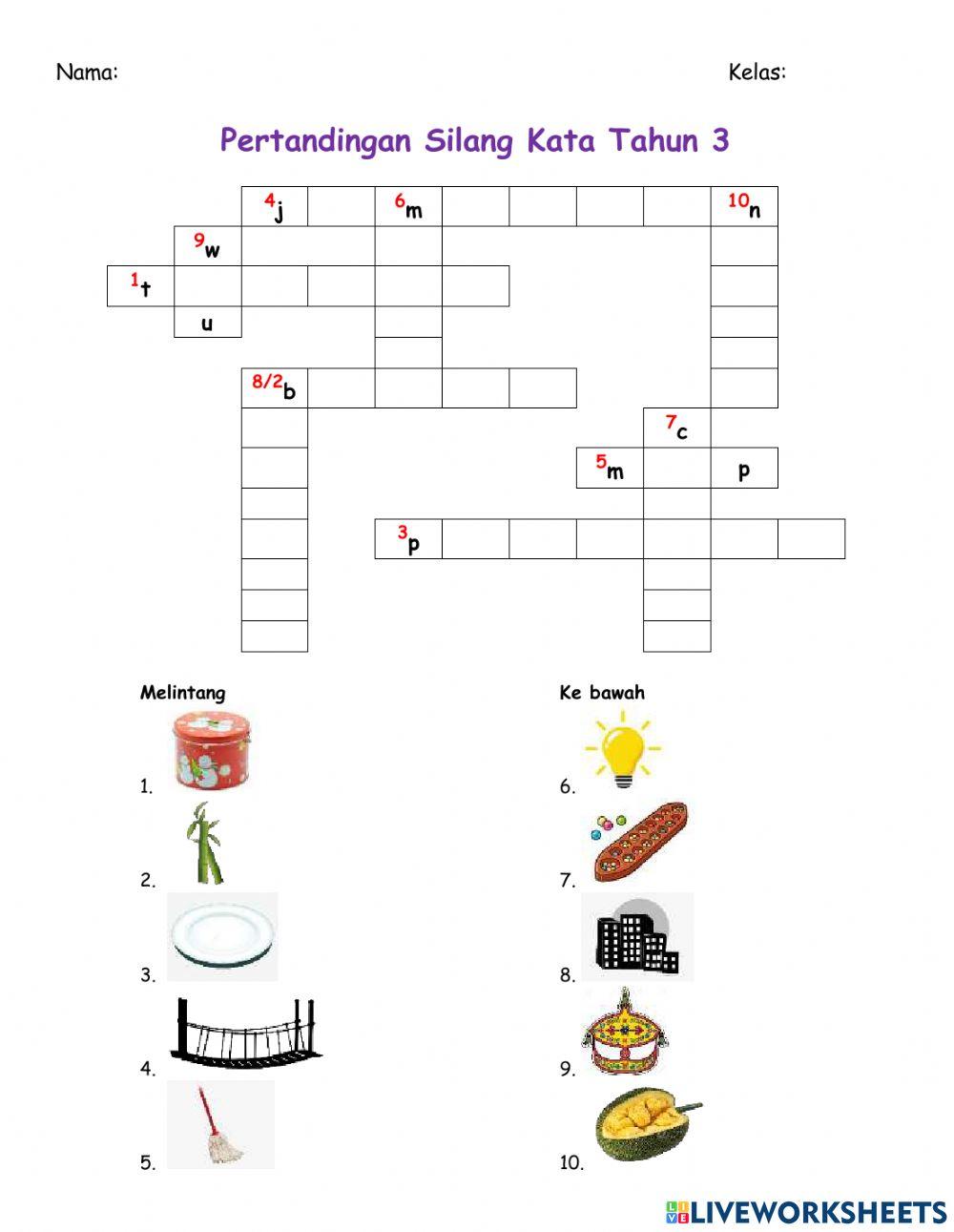 Pertandingan Teka Silang Kata Tahun 3 1214745
