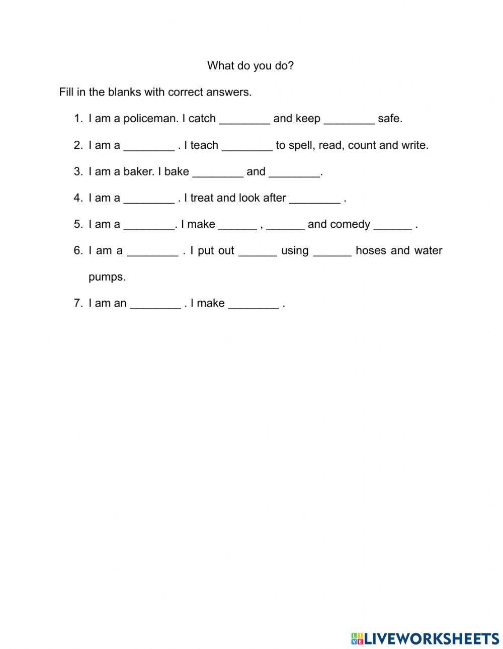 What do you do? interactive activity for Year 3 | Live Worksheets