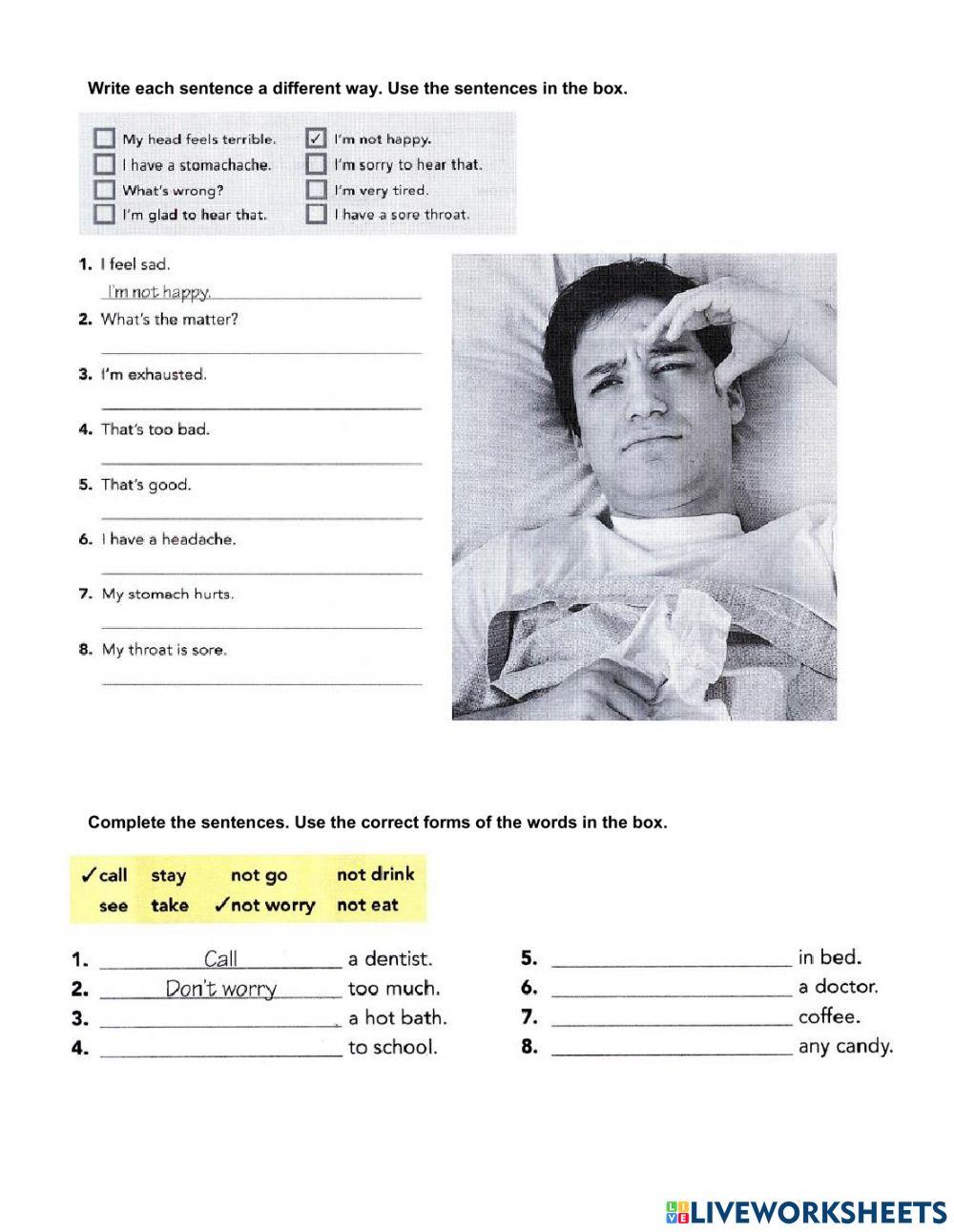 Common ailments online exercise for | Live Worksheets