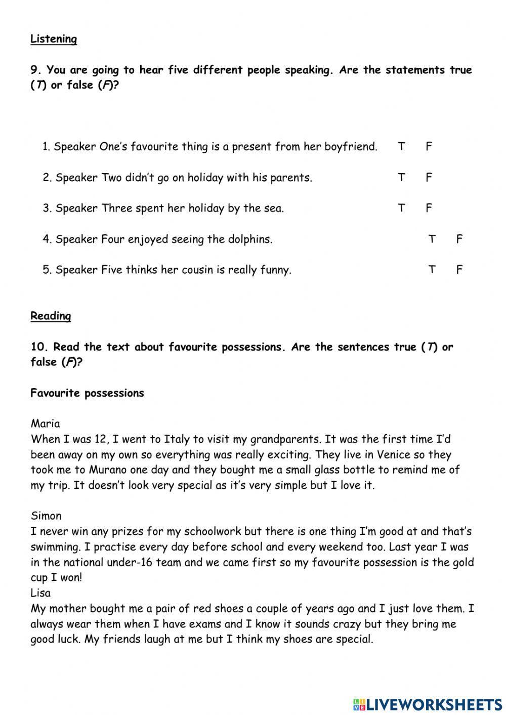 PREPARE LEVEL 5 ACHIEVEMENT TEST online exercise for | Live Worksheets