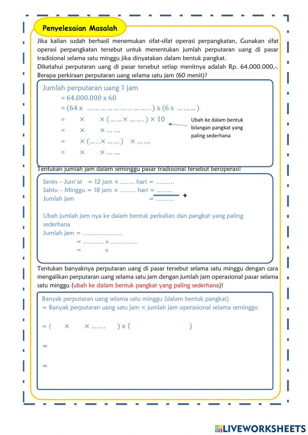 LKPD 2 Operasi Perpangkatan (Sifat Perkalian) online exercise for ...