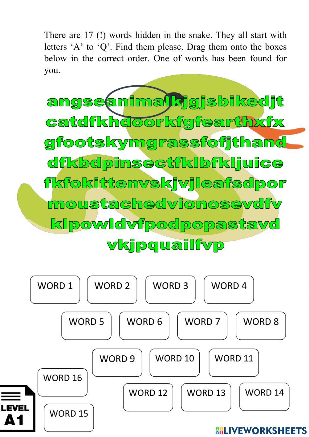 A1 vocabulary e… | Free Interactive Worksheets | 1215270