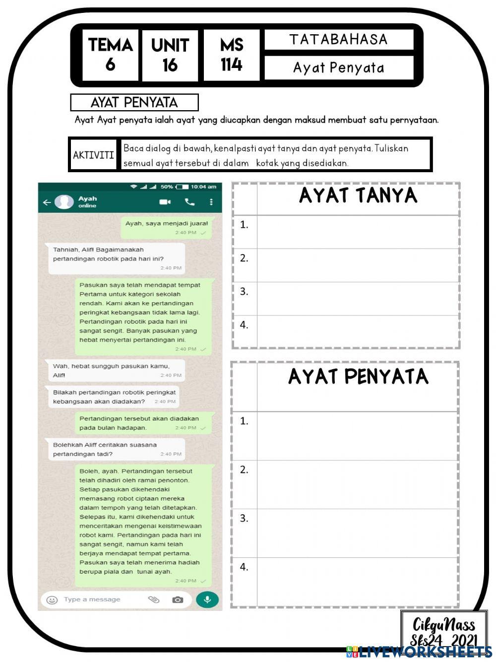 Unit 16 (Kelab Robotik) worksheet | Live Worksheets