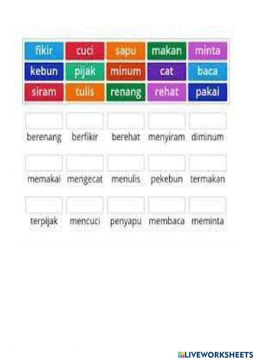 Kata imbuhan activity | Live Worksheets