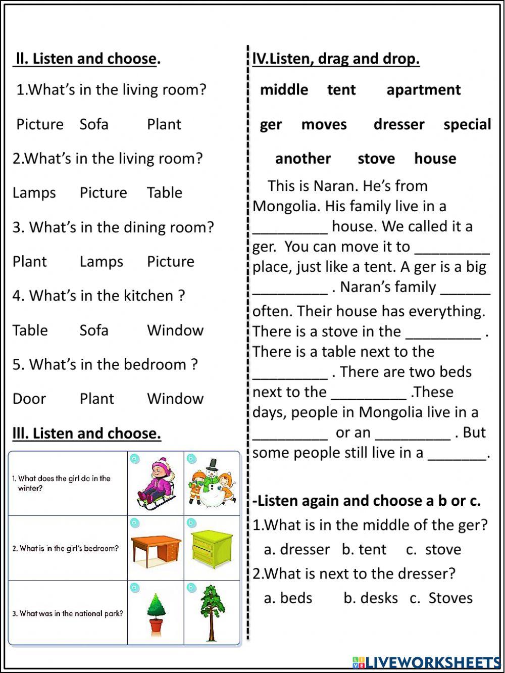 Listening online exercise for 2 | Live Worksheets