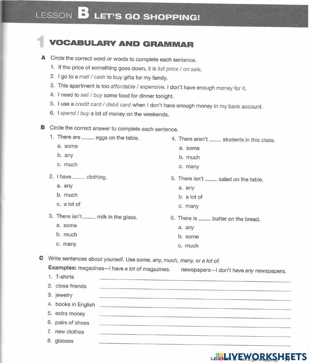 Unit 3 Lesson B. Let's go shopping 3589981 | analaura13