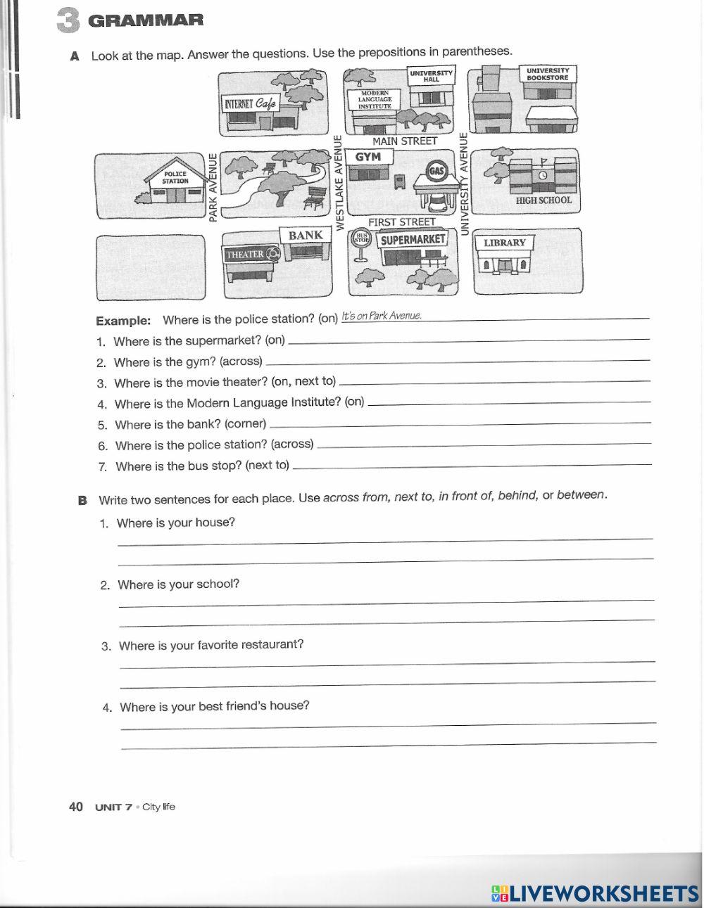 Unit 7. Lesson A. My neighborhood online exercise for | Live Worksheets