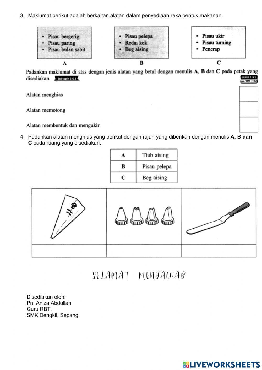 RBT T2 Reka Bentuk Makanan activity | Live Worksheets