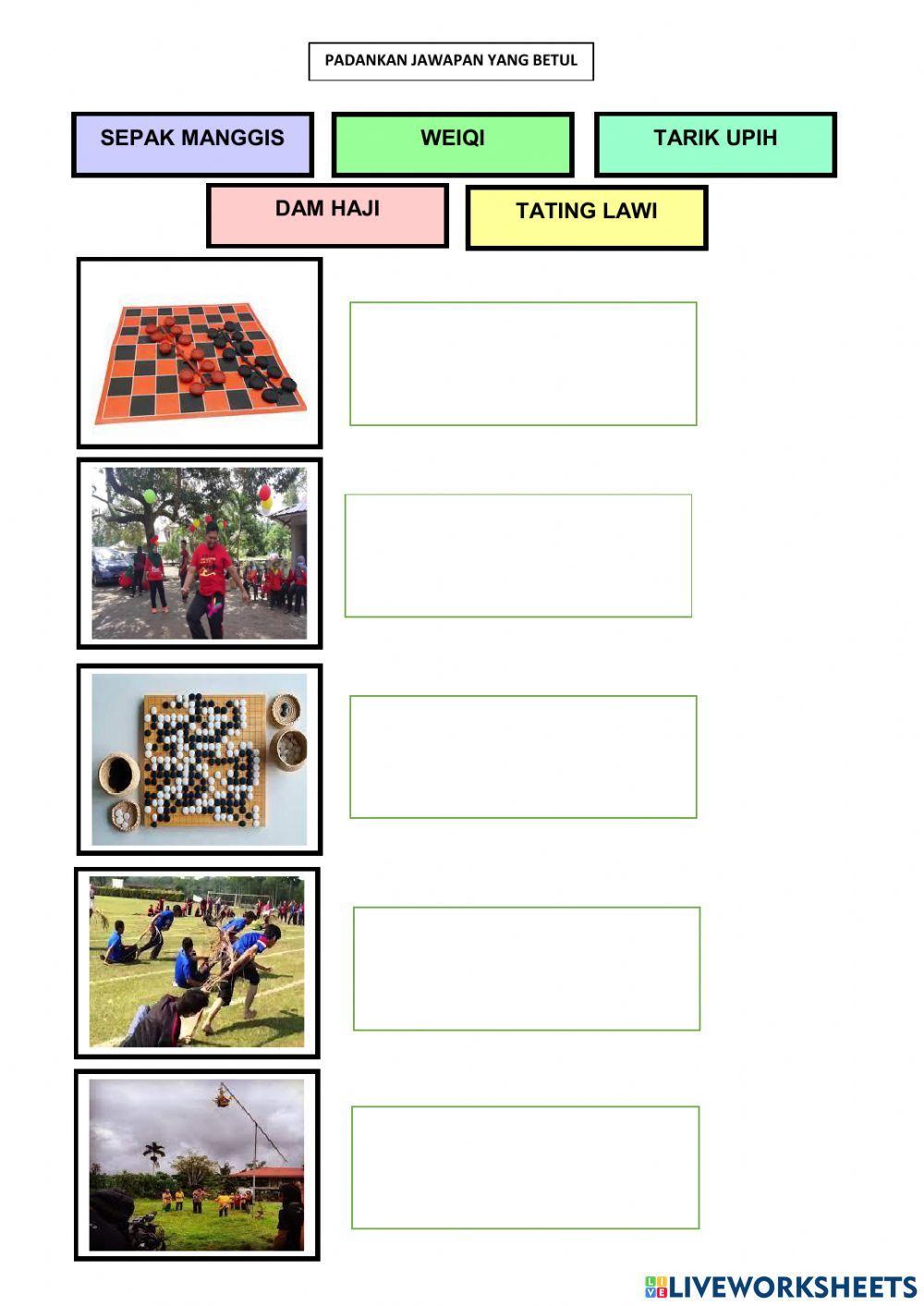 Permainan tradisional online pdf worksheet | Live Worksheets