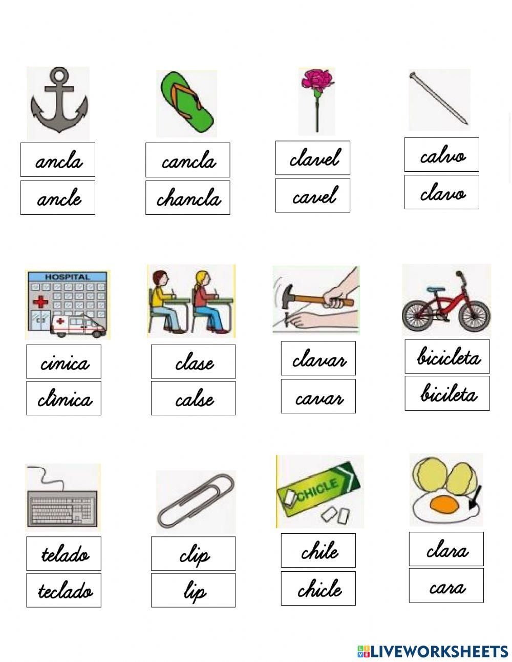Palabras cl worksheet | Live Worksheets