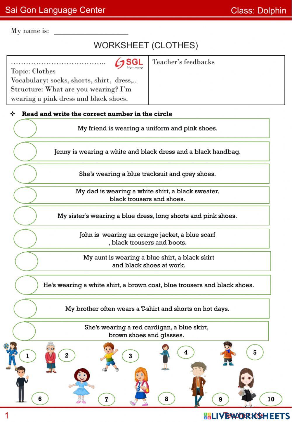 Clothes online exercise for Grade 3 | Live Worksheets
